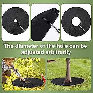20.5 Inch Non-Woven Tree Mulch Ring, Thickened Tree Protector Mat, Plant Cover with 20 Staples Stakes, Round Anti Grass Gardening Landscaping Fabric Cover for Weed Control Root Protection (6 Pack )
