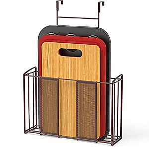 SimpleHouseware Over Cabinet Door Organizer, Mesh Bronze
