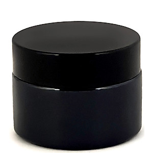 Vivaplex, 12, Black, 1 oz, Round Glass Jars, with Inner Liners and black Lids