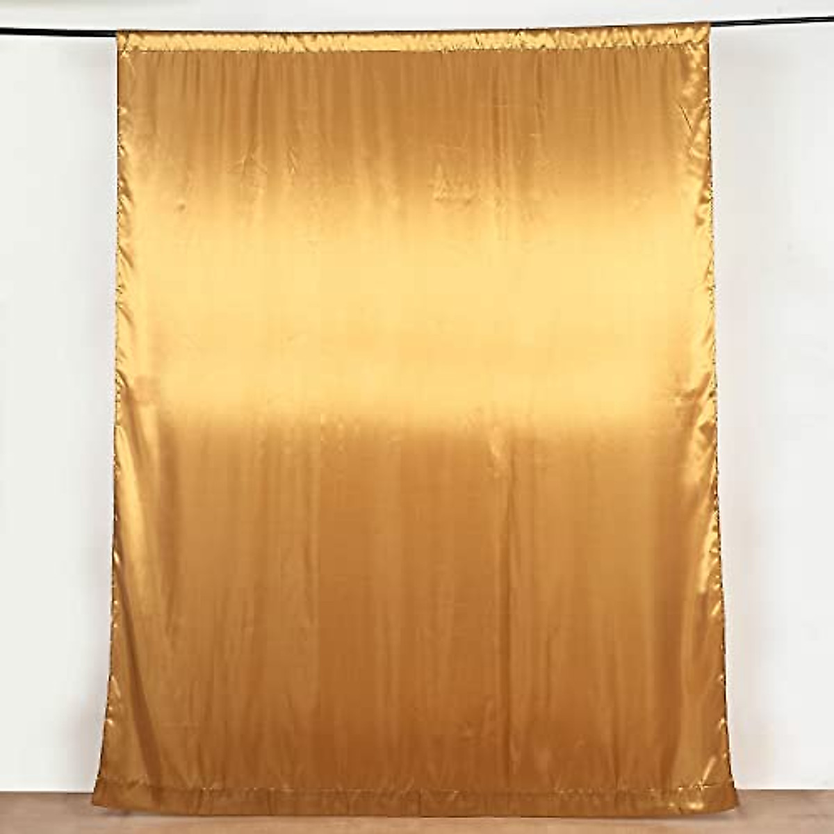 Efavormart 8ftx10ft Gold Satin Curtain Panel Backdrop Drapes, Photo Booth Backdrop with Rod Pocket
