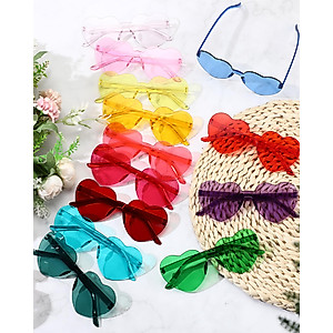 GCQJOQ 2 Pairs Heart Sunglasses for Women, Blue Heart Glasses for Party Favor