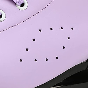 Risup Roller Skates for Women and Men Cowhide High Top Shoes Classic Double Row Roller Skates Four Wheel Roller Skates for Men Girls Unisex Purple Flash,35 US 5