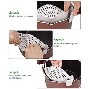 SUNWUKIN Strain Pot Strainer and Pasta Strainer - Adjustable Silicone Clip On Food Strainers for Pots, Pans, and Bowls - Kitchen Drainer Colander