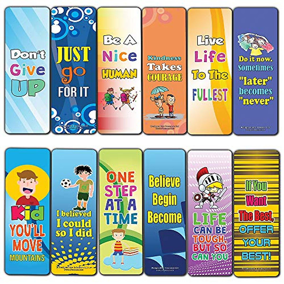Creanoso Motivational Encouragement Bookmarks for Kids (60-Pack) – Six Assorted Quality Bookmarks Bulk Set – Awesome Bookmarks Giveaways – Stocking Stuffers Gift Ideas – Page Clips