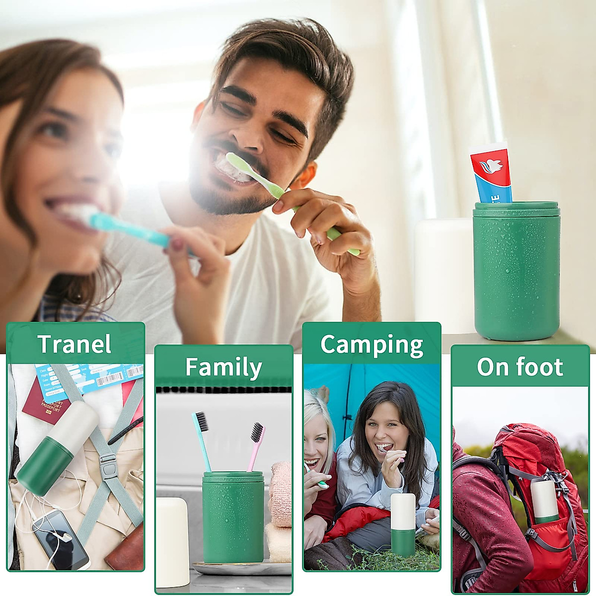 Hooqict Travel Toothbrush Case Portable Toothbrush Carrier Case Plastic Toothbrush Storage Case Cover Toothbrush Cup Container for Travelling, Camping, Bathroom, Home, School