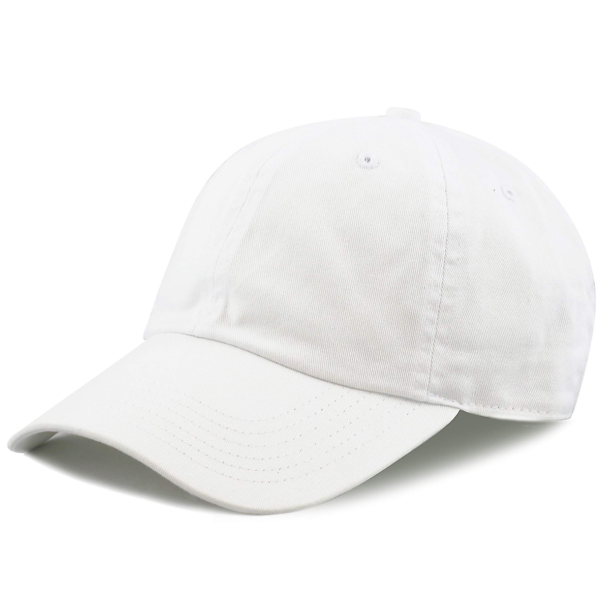 The Hat Depot Women Men Blank Washed Low Profile Cotton and Denim Baseball Cap Hat (White)