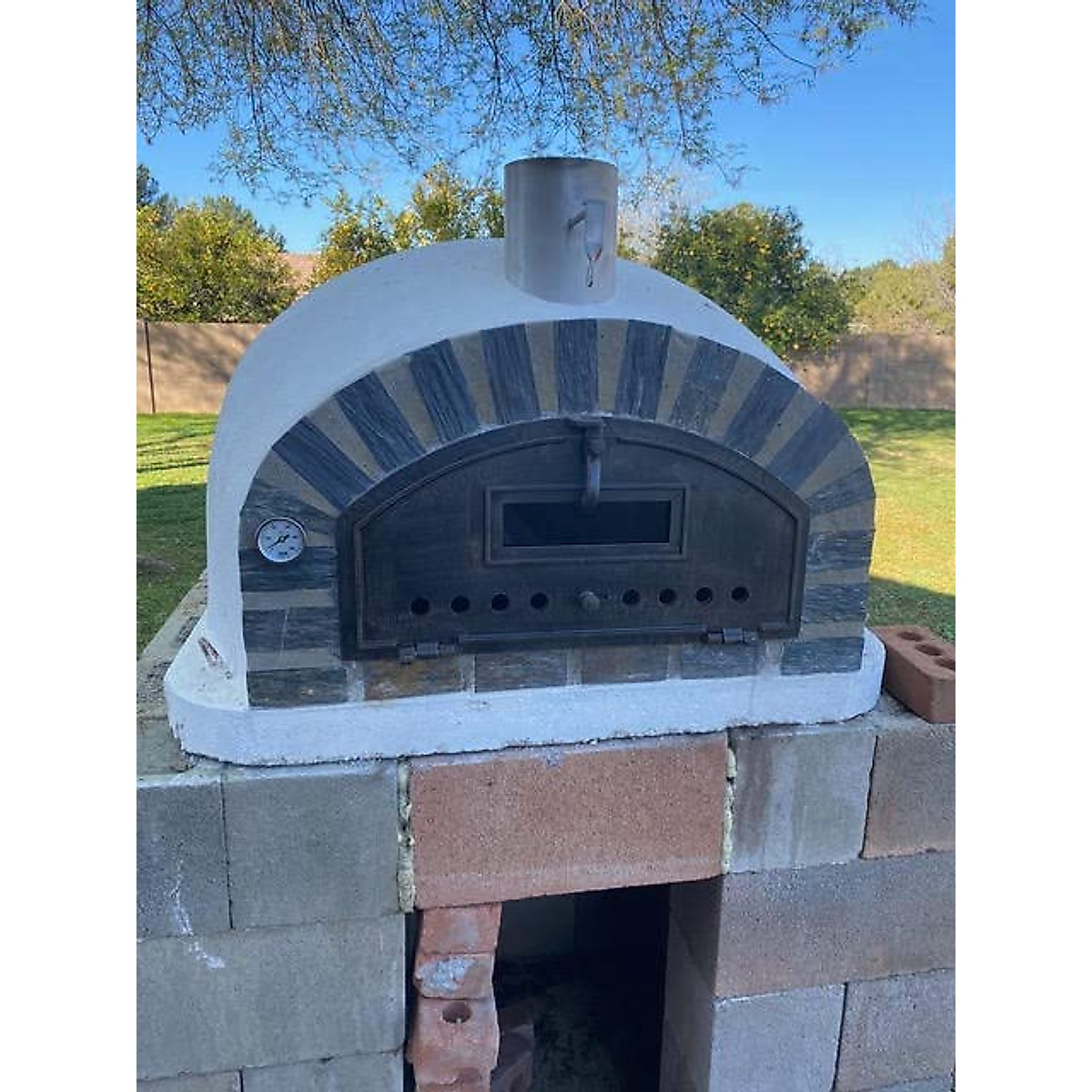 Pizzaioli Stone Arch Traditional Brick Pizza Oven. Premium Triple Insulated for Delicious Outdoor Grilled Steaks, Fish, Veggies, Bread. Cooks Pizzas in 90 Seconds