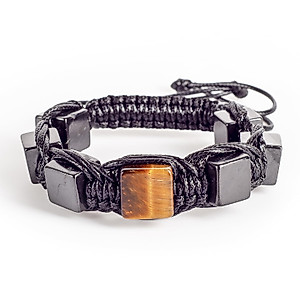 Shungite Bracelet with Tiger Eye Brutal Arachne Macrame Brided Bracelet