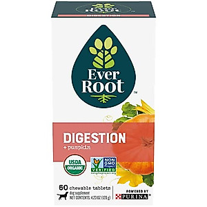EverRoot Organic Dog Supplement by Purina, Digestion Chewable Tablet with Pumpkin for Dogs - 4.23 oz. Canister