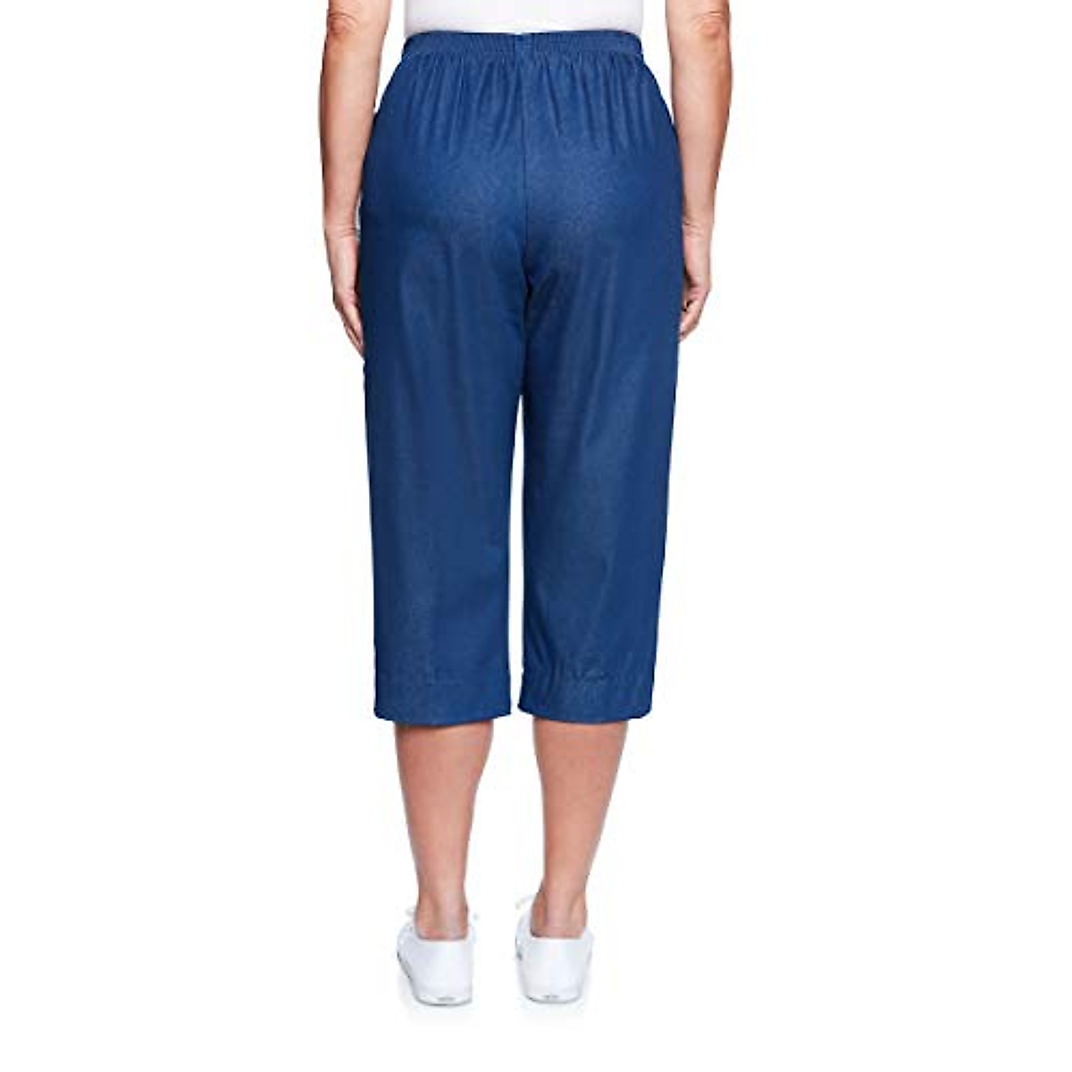 Alfred Dunner Women's All Around Elastic Waist Denim Missy Capris Pants Jeans, 14