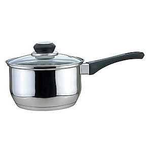 Culinary Edge Roll Over Image to Zoom Saucepan with Glass Cover, 1-Quart, 1 qt, Stainless Steel