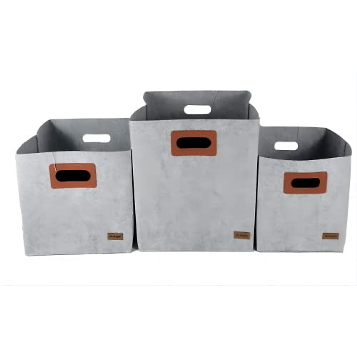 Storage Cubes, 15 Inch Cube Storage Bins (Set of 3), Fabric Collapsible Storage Bins with Dual Handles, Foldable Cube Baskets for Shelf, Closet Organizers and Storage Box (Gray)