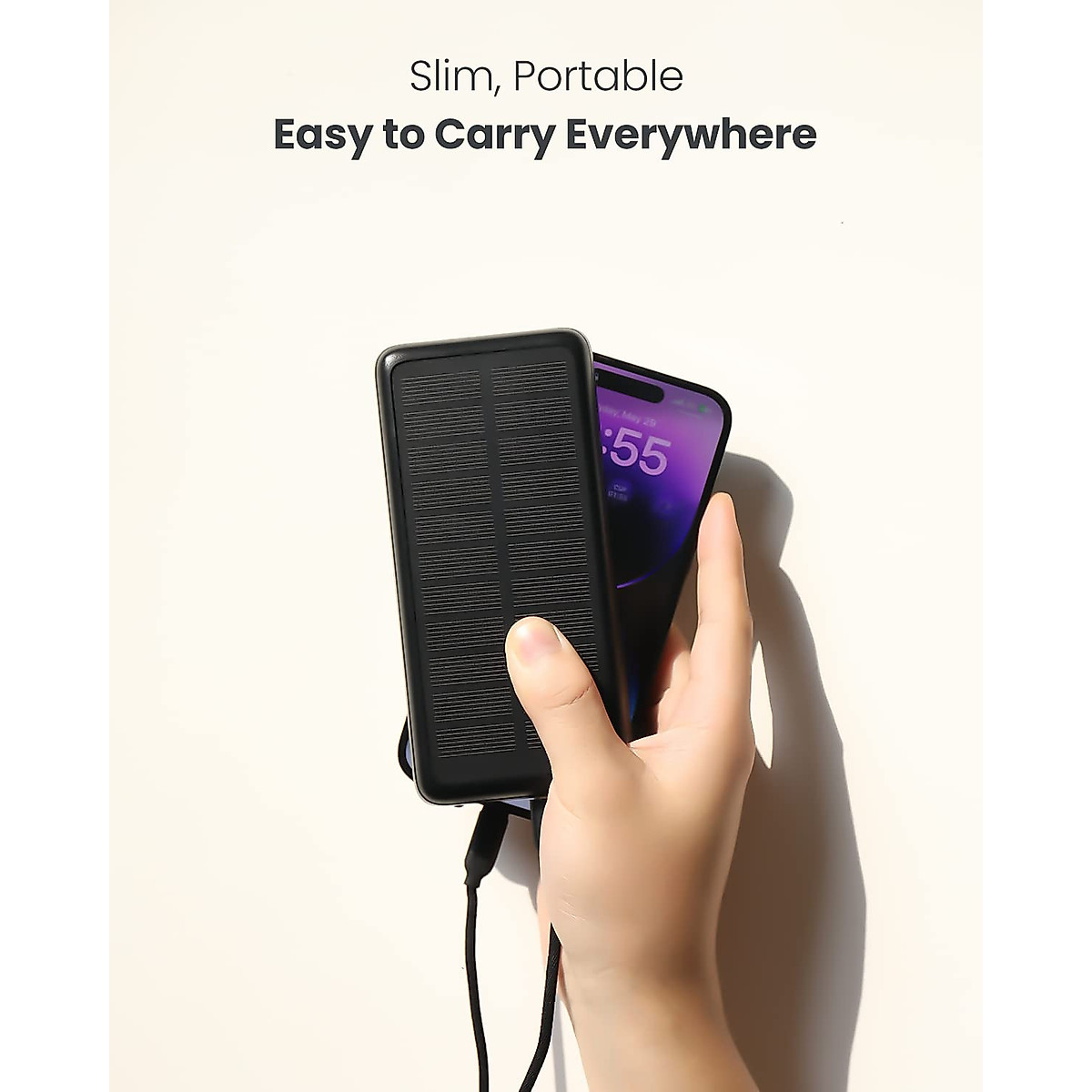 IXNINE Solar Charger 27000mAh Power Bank 3A USB C Fast Charging Portable Solar Phone Charger Camping External Battery Pack with 3 Outputs for Cellphone Tablets