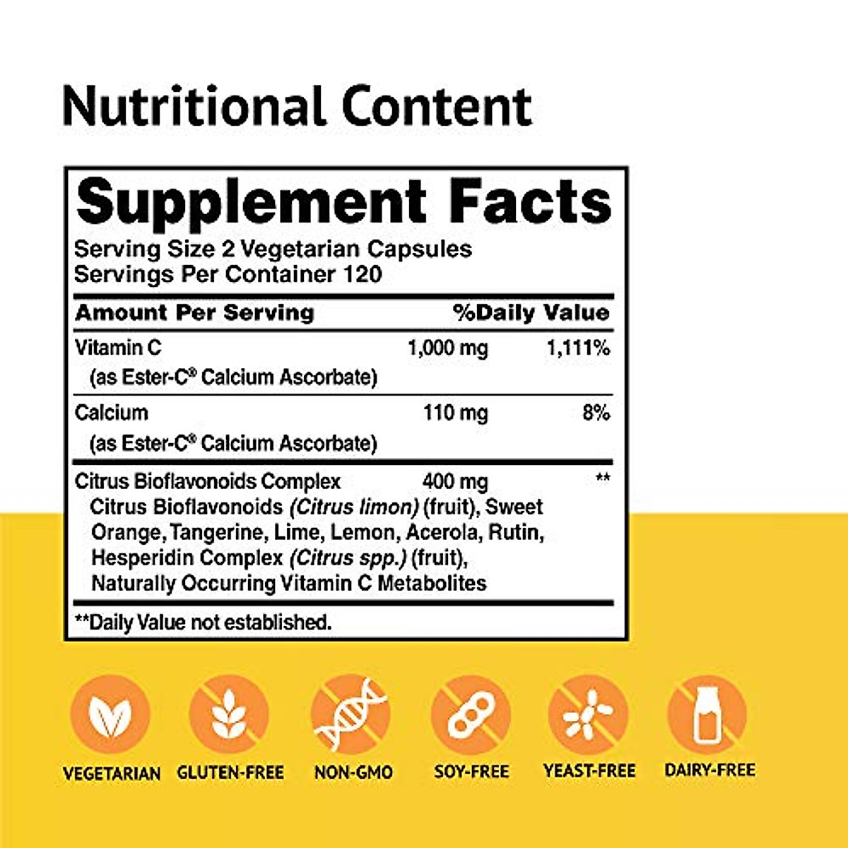 American Health EsterC with Bioflavonoids Vegetarian Capsules 24Hour Immune Support Gentle On Stomach NonAcidic Vitamin C NonGMO GlutenFree Vegan 500 mg 120 Servings, Citrus, 240 Count
