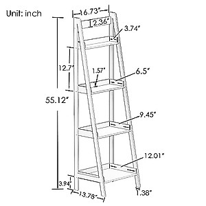 Heliosphere 4-Tier Ladder Bookcase with Solid Bamboo Frame, Versatile Wood Oxford “A” Frame Ladder Display Bookcase with 4 Open Shelves, Display Bookshelf for Home Office Living Room (White2)