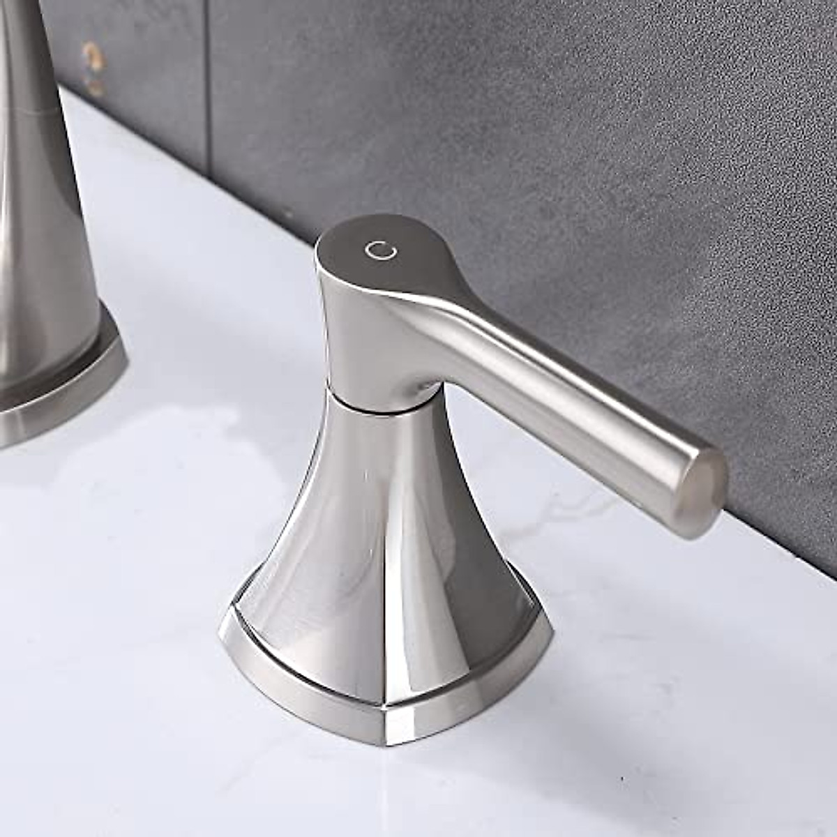 VAPSINT Widespread 2 Handle 3 Hole Brushed Nickel Bathroom Faucet,Modern Lavatory Vanity Bathroom Sink Faucet with Pop Up Drain
