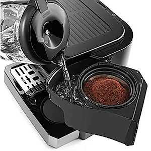 De'Longhi All-in-One Combination Coffee Maker & Espresso Machine + Advanced Adjustable Milk Frother for Cappuccino & Latte + Glass Coffee Pot 10-Cup, COM532M black