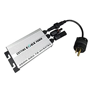 Cutting Edge Power 250W Mini Grid Tie Inverter/Microinverter, for 18-50V Solar Panels, Plug and Play