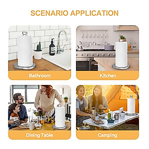 Bilillo Paper Towel Holder Countertop, Paper Towel Holder Stand with Weighted Base Suction Cups, Stainless Steel Paper Towel Holder for Kitchen Bathroom (Silver)