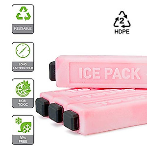 TOURIT Ice Packs for Coolers Reusable Long Lasting Freezer Packs for Lunch Bags/Boxes, Cooler Backpack, Camping, Beach, Picnics, Fishing and More (Set of 4, Red)