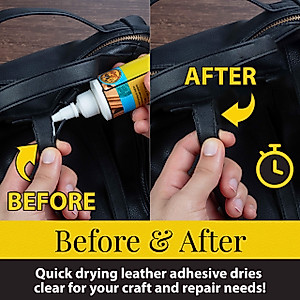 Fiebing's Leathercraft Cement - Leather Glue (4oz) - Quick Drying, High Strength, Flexible Adhesive w/Permanent Bonding for Craft or Repair for Leather Jackets, Shoes, Wallets, Furniture - Non-Toxic