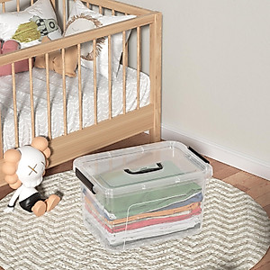 Tyminin 4-Pack Clear Latch Storage Box with Lid, Plastic Lidded Storage Bin, 10 Quart