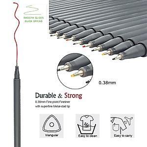 24 Fineliner Color Pens, Taotree Fine Line Colored Sketch Writing Drawing Pens for Journaling Planner Note Taking Adult Coloring Books, Porous Fine Point Markers, School Office Teacher Art Supplies