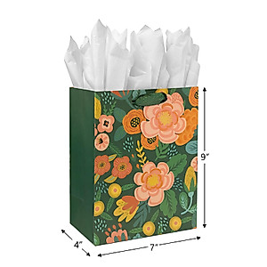 cofullsky Gift Bags Medium Size, Four Flower Designs Gift Bags with Tissue Paper for Wedding Bridal Baby Shower Women Reusable Gift Bags with Handles for Valentines Day Christmas Holiday Birthdays