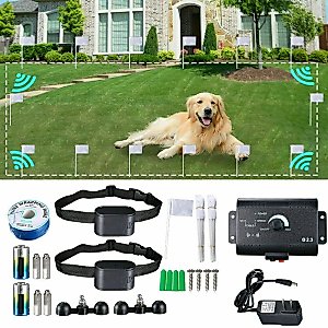 SUXIAN Electronic Dog Fence, Remote Dog Training Shock Collar & Underground/In-ground Electric Electronic Dog Boundary Containment Fence System,300m Wire, Harmless for All Dogs,for2dogs