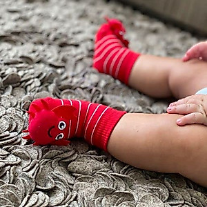 Piero Liventi Red Crabby Boogie Toes Rattle Sock, 1-Pair (0-1Y) Rattles Foot Finder, Rattle Sock Baby Toddler Toy, Present Gift for Newborn Infant Babies Boy Girl Bebe