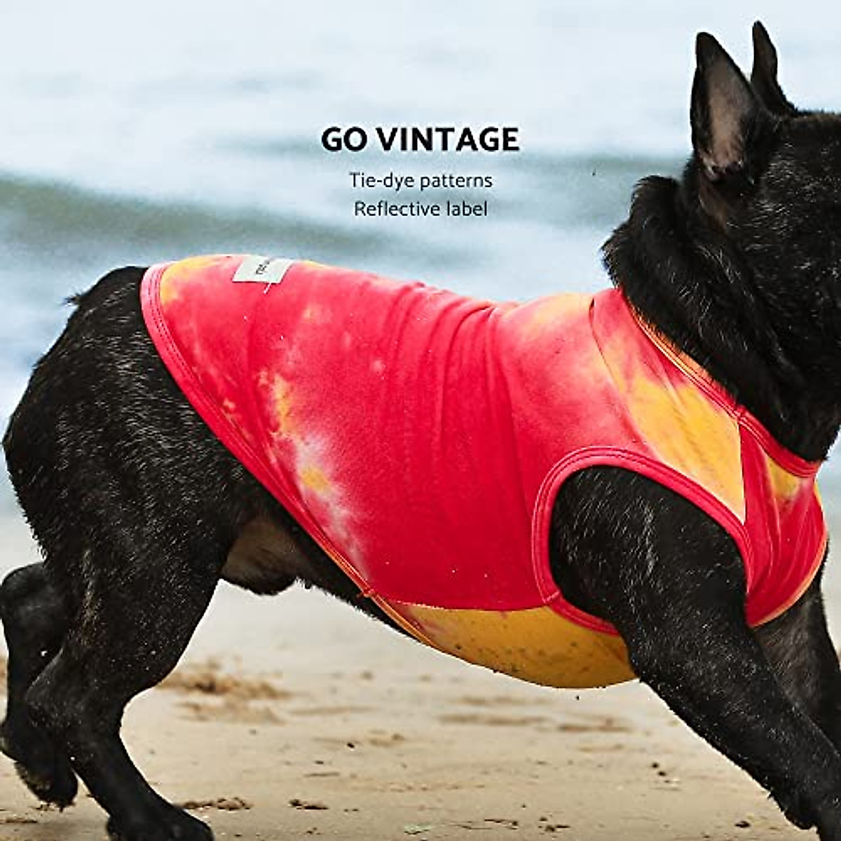 Fitwarm 2 Pack Tie Dye Dog Shirt, Summer Dog Clothes for Small Dogs Boy, Lightweight Pet Tshirt, Cat Outfit, 100% Breathable Cotton, Red, Yellow, Blue, XS