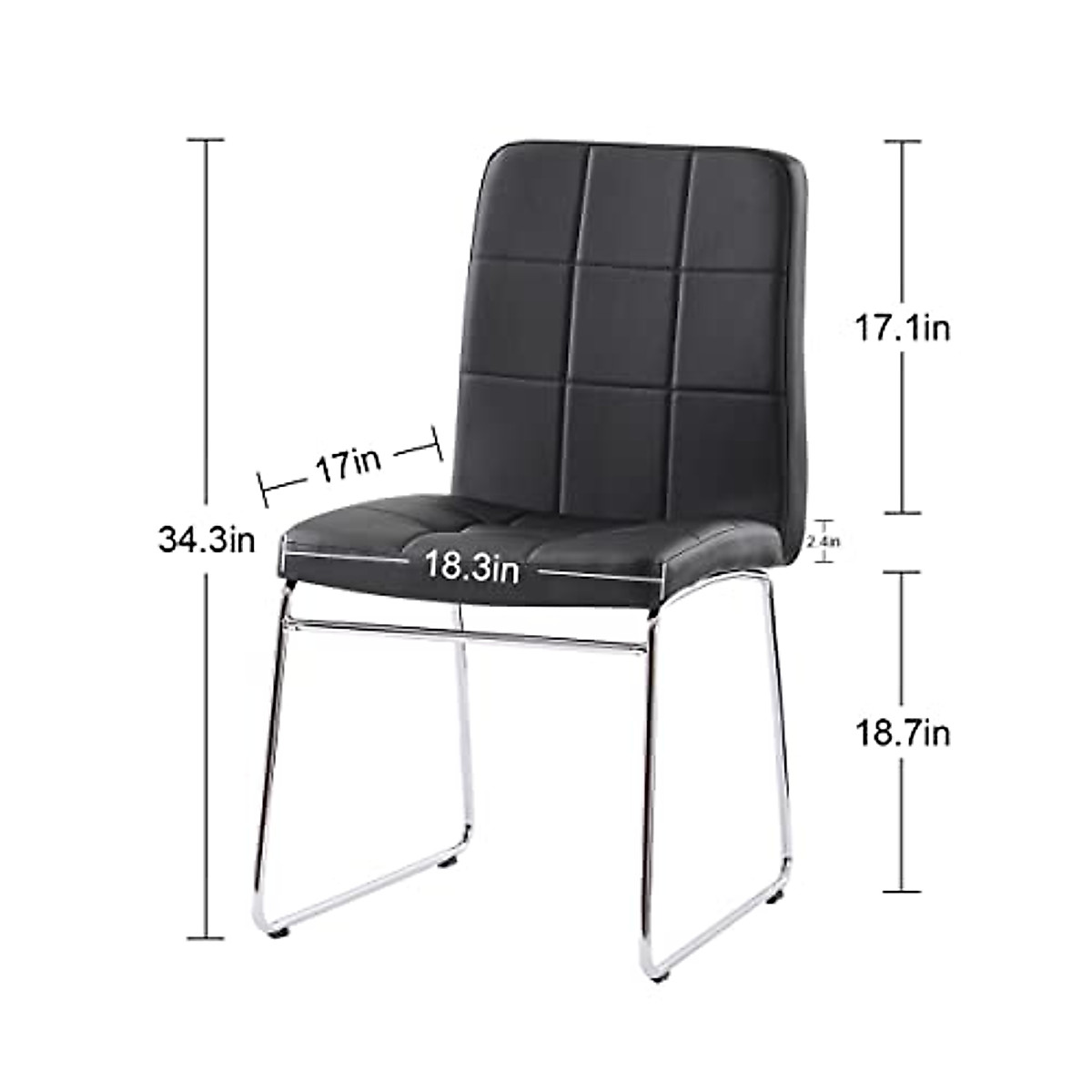 Black Dining Chairs Set of 2 - Sturdy, Fashionable & Multi-Purpose Upholstered Dining Chairs for Dining Room & Kitchen - Easy to Assemble & Clean with Non-Slip Pads by Chrome Alloy Legs