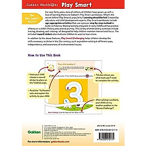 Play Smart Early Learning: Pre-k Activity Workbook : Learn Essential First Skills: Tracing, Coloring, Shapes, Cutting, Drawing, Picture Puzzles, Numbers, Letters; Go-green Activity-board