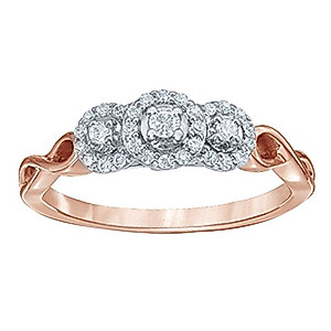 AFFY White Natural Diamond Engagement Wedding Ring in 10k Solid Gold (0.2 Cttw)