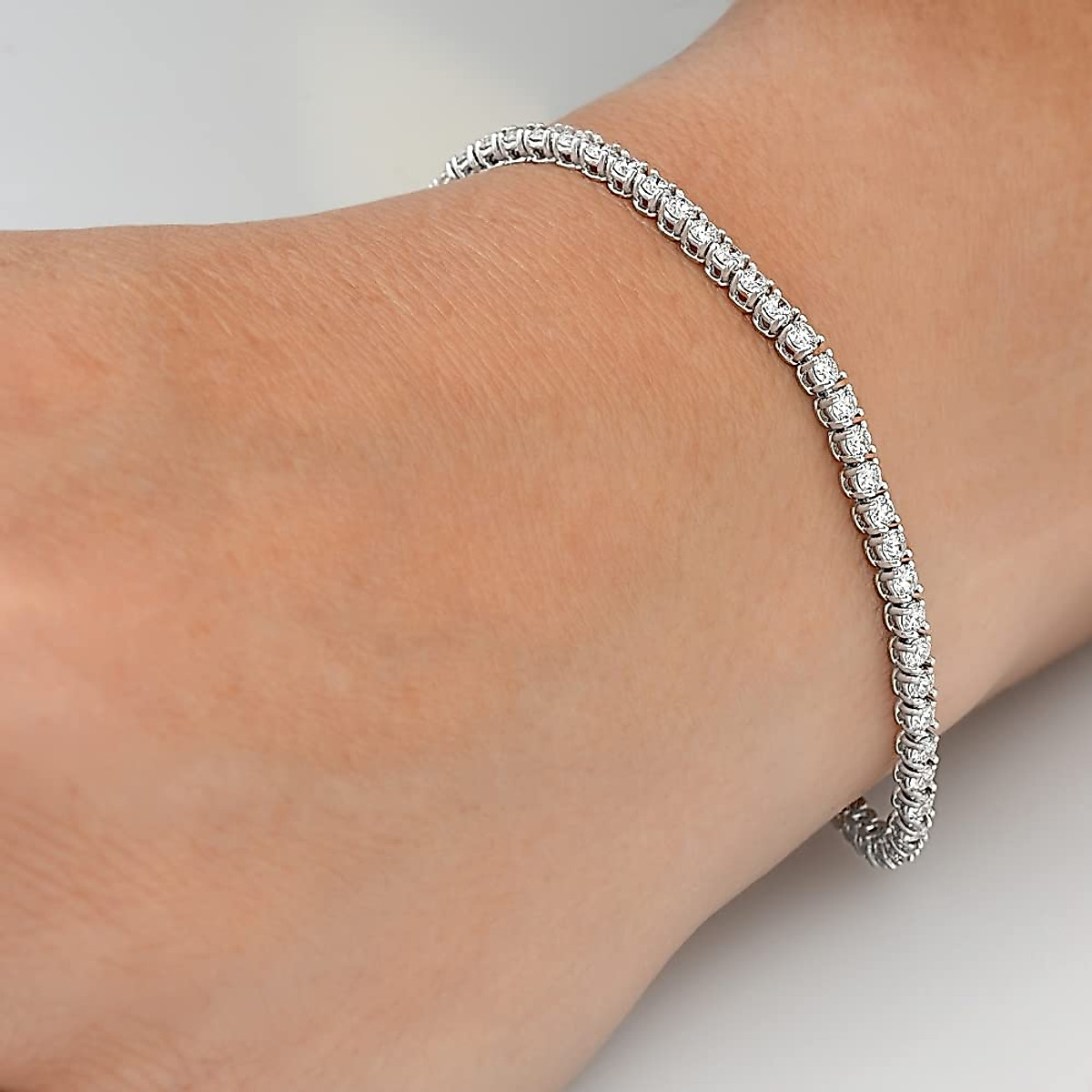 Pompeii3 14k White, Yellow, or Rose Gold 5ct T.W. Diamond Round-Cut Tennis Bracelet Women's 7"