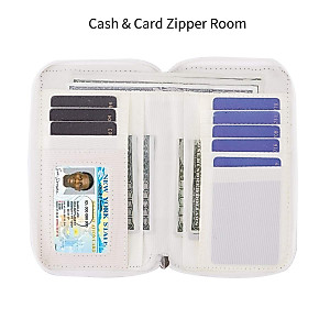 Women’s Double Zipper Clutch Wallet Cute Card Holder Ladies Purse with Wristlets and ID Window (Colored Leaves)