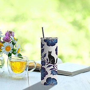 Medpol Cute black cat tumbler with lid and straw 20 oz insulated tumbler cups Cute black cat insulated travel coffee mugs for women cute sippy cups stainless insulated travel cups