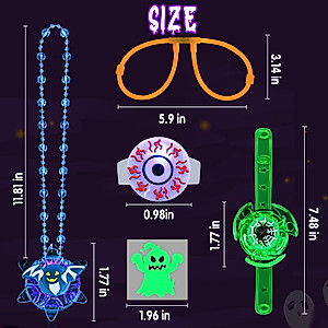 72Pcs Halloween Party Favors for Kids,Halloween Light Up Necklaces Rings Spin Bracelets Glow in The Dark Toys Bulk Halloween Goodie Bag Fillers Treats Non Candy Classroom Prizes Trick or Treat Gift