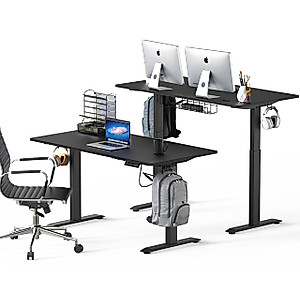 SHW 55-Inch Large Electric Height Adjustable Standing Desk, 55 x 28 Inches, Black