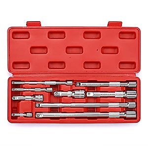 MIXPOWER 9-Piece Extension Bar Set, 1/4", 3/8" and 1/2" Drive Socket Extension Bar, CR-V, Mirror Finish