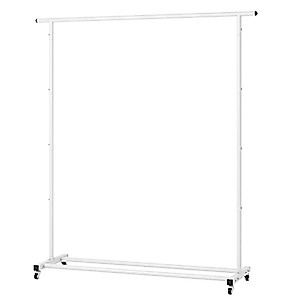 Buzowruil Clothing Rack Clothes Rack Standard Rod Simple Rolling Metal Garment Rack Organizer Freestanding Hanger with Wheels,White
