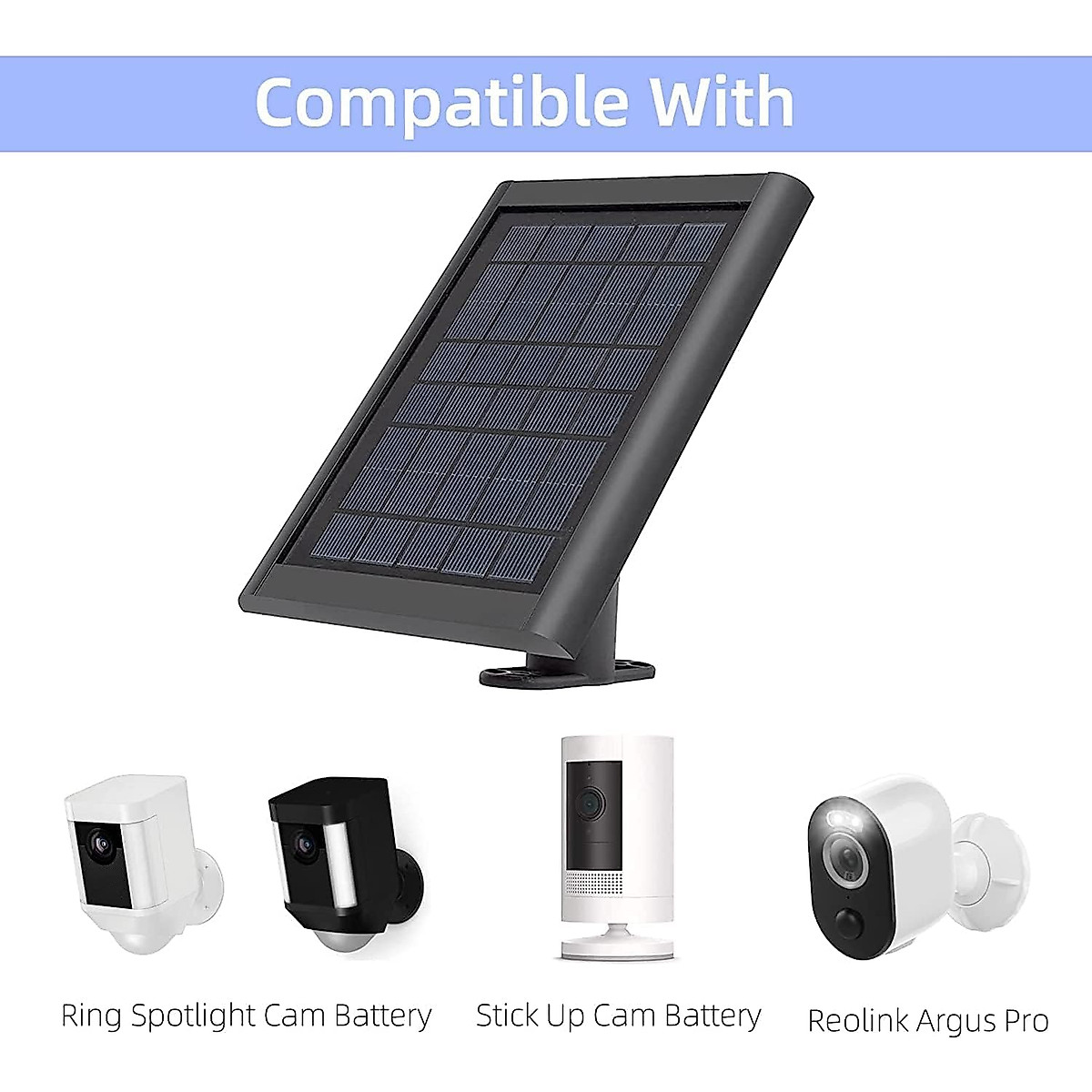 Ring Camera Solar Panel Charger,5W Solar Panels for Ring Stick Up Cam/Ring Spotlight Cam/Spotlight Cam Plus/Spotlight Cam Pro/Outdoor Wireless Security Camera (2, Black)