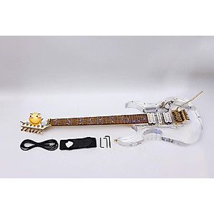 LED Light Electric guitar Crystal Guitar Body Maple Rosewood Vine Inlay Blue Color