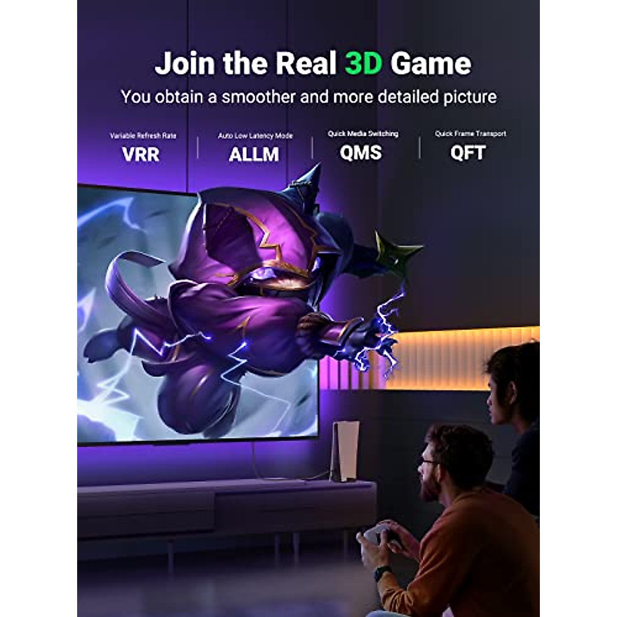 UGREEN HDMI Extender 8K HDMI Extension Cable 2.1 Ultra High Speed Cord 4K HDMI Male to Female Adapter Compatible with MacBook Pro 2021/PS5/Xbox Series X/Roku TV/UHD TV/Blu-ray, 1.5FT