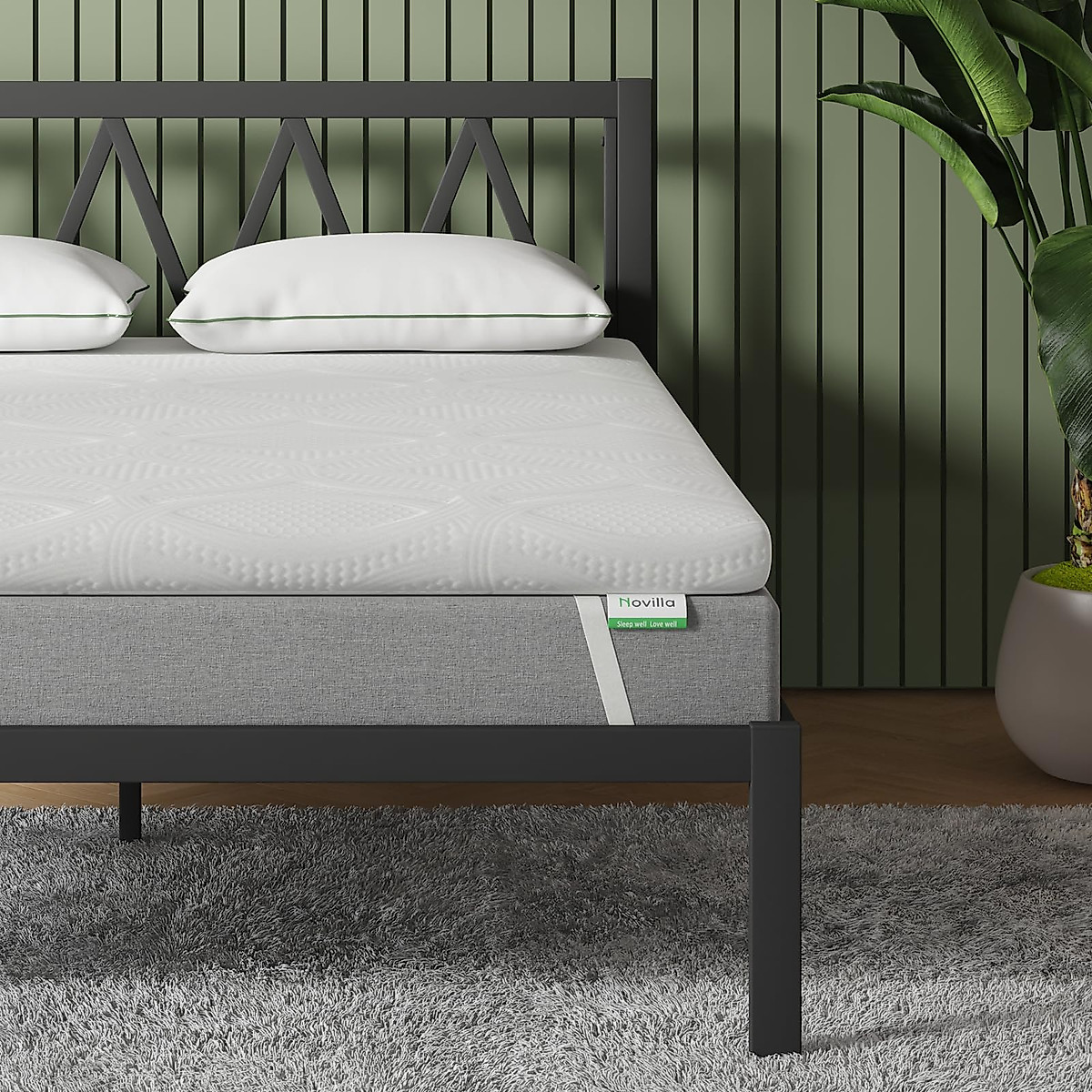 Novilla 3 Inch Queen Mattress Topper, Ventilated Design Gel Memory Foam Mattress Topper for Back Pain & Pressure Relieving, Supportive & CertiPUR-US Certified