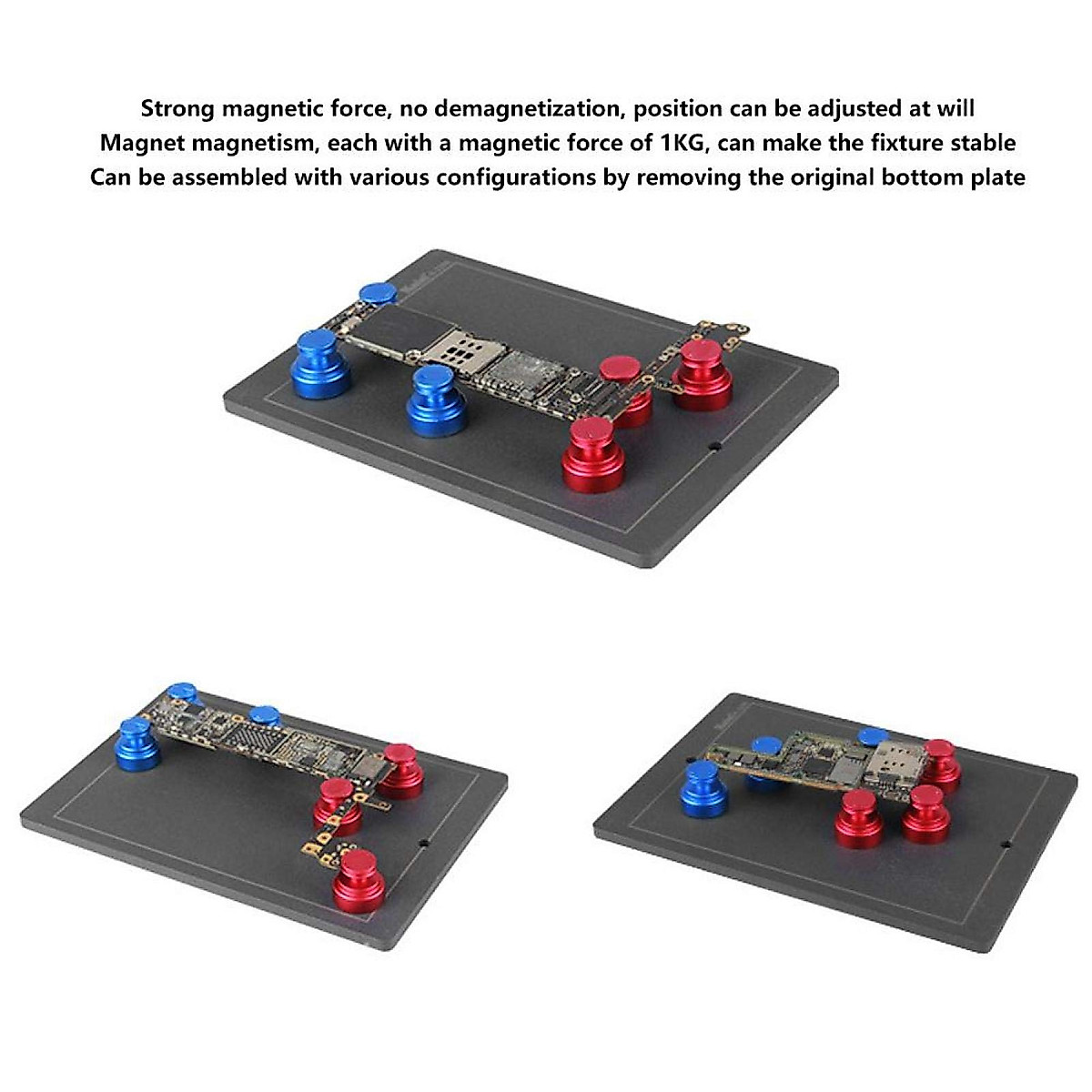 Universal PCB Circuit Board Holder, Iron Magnetic PCB Fixture with 6 Magnetic Pins Magnetic Phone Motherboard Fixture Repair Tool Soldering Platform for Mobile Phone Repair