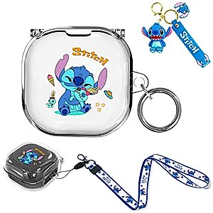 TOLUOHU Stich Case for Samsung Galaxy Buds2 pro(2022)/Galaxy Buds2(2022)/Galaxy Buds Live(2020)/Galaxy Buds Pro(2021), Hard PC Shockproof Protective Cover with Keychain Lanyard…