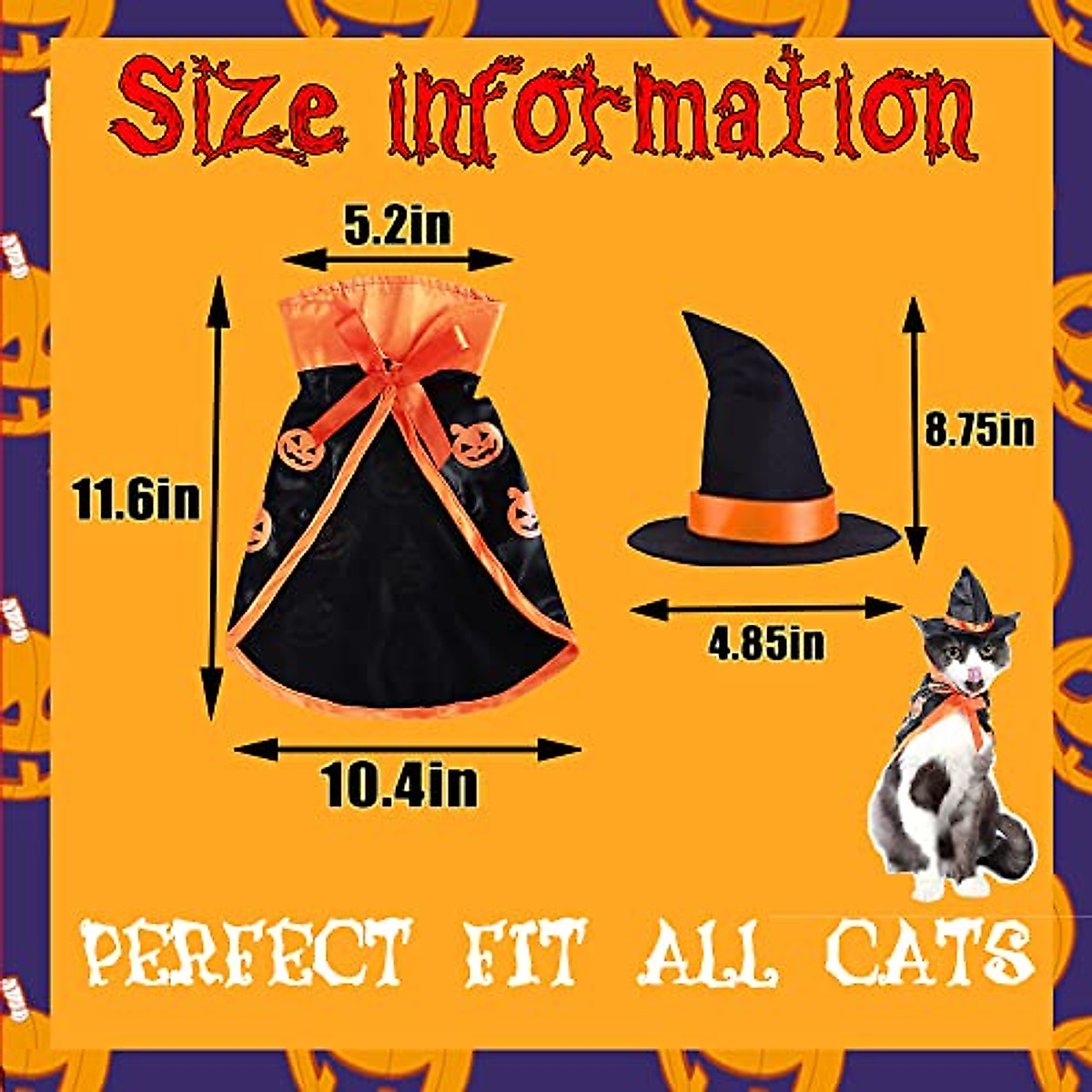 Cat Costume Pet Wizard Clothes Witch Cosplay Cloak for Cats and Puppy