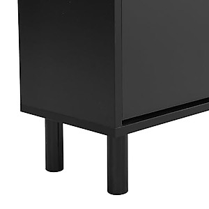 Goohome Narrow Design Shoe Cabinet with 3 Flip Drawers, Wood Grain Pattern Top Entryway Organizer with 3 Hooks, Free Standing Shoe Rack with Adjustable Panel, Modern Style Shoe Rack for Hallway