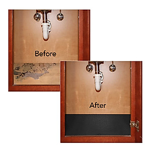 Resilia Premium Under The Sink Mat- Large Universal Size, Cut to Fit Cabinets, Shelf & Drawer Liners, Thick Plastic Diamond Plate Surface, 24 x 48 inches, Black